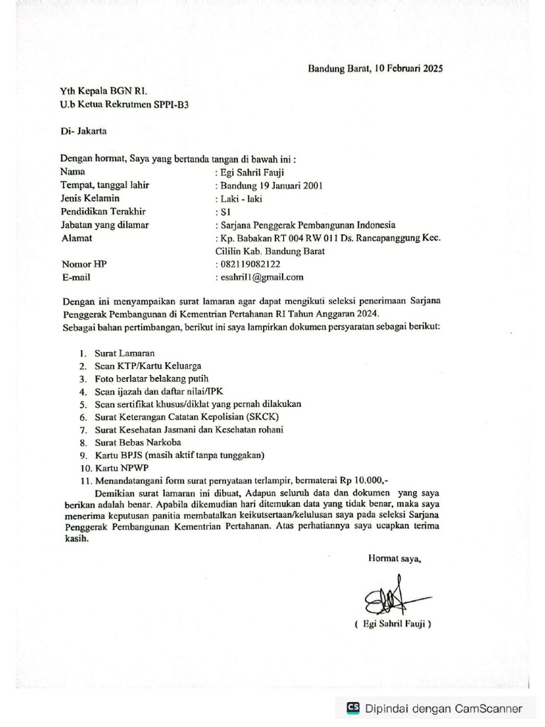 Surat Lamaran Sppi - Compressed | PDF