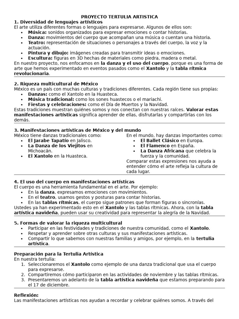 4 Proyecto Tertulia Artistica | PDF | Bailes | México