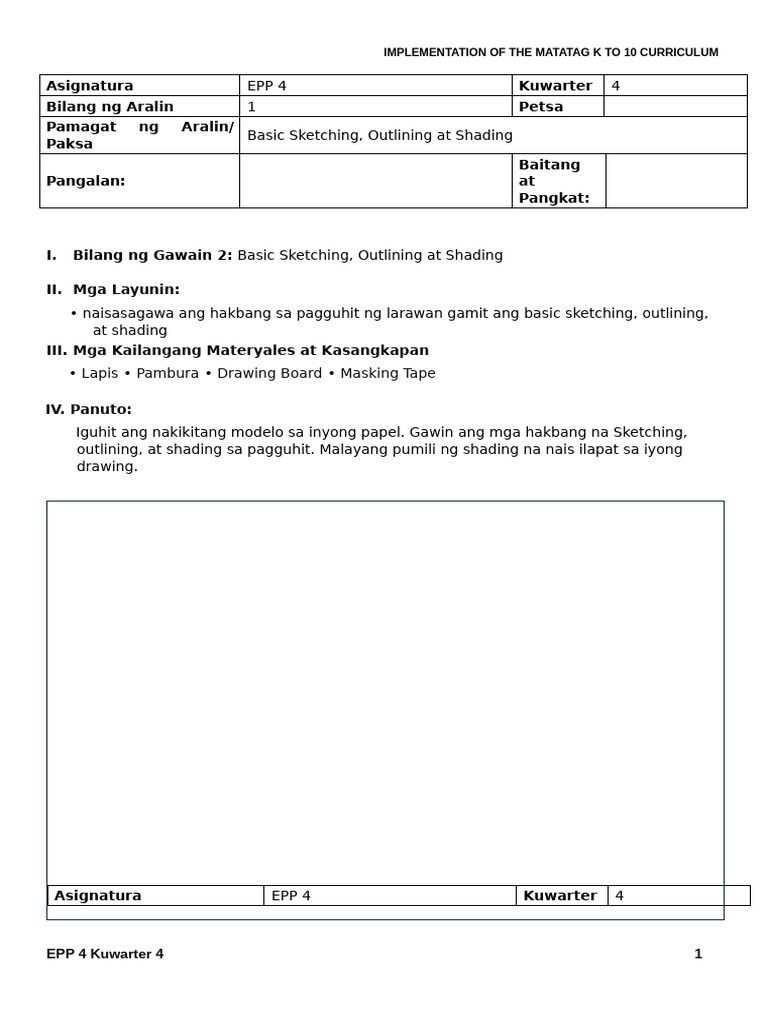 Q4_WS_EPP 4_Lesson 1_Week 1 | PDF