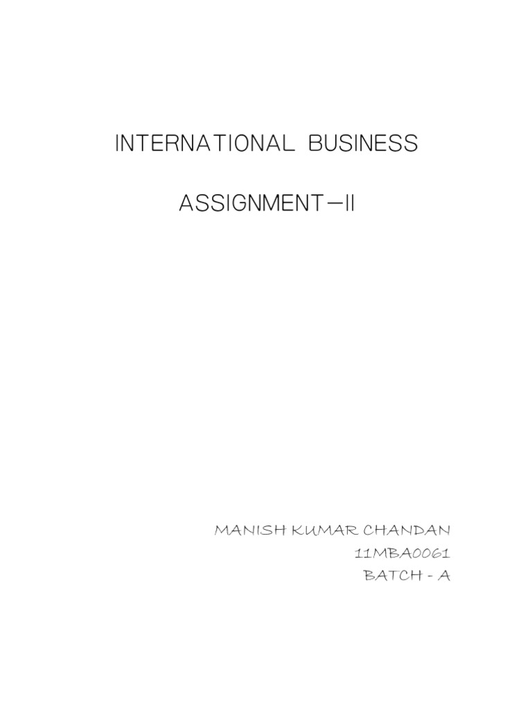 International Business Assignment-Ii: C C C C C C C C C C C | PDF ...