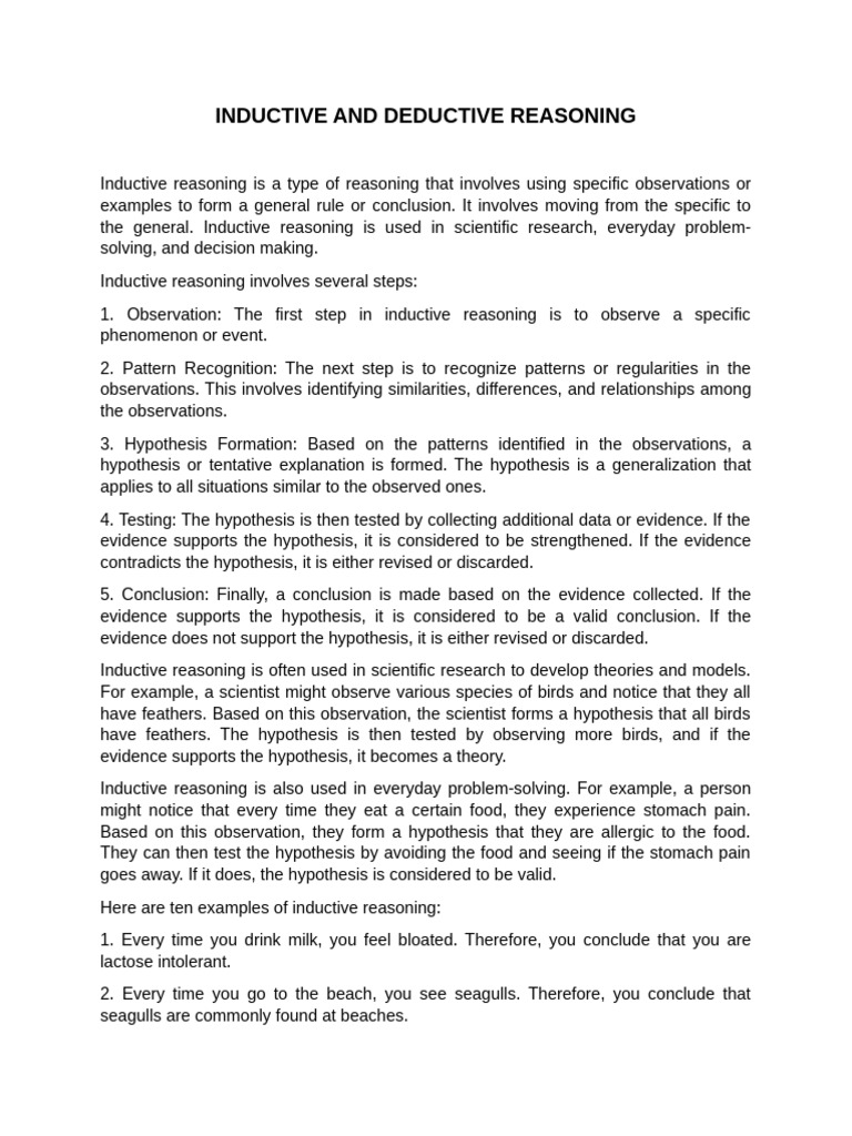 Inductive and Deductive Reasoning | PDF | Deductive Reasoning | Inductive Reasoning