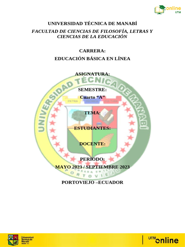 Carátula para Educación Básica UTM | PDF