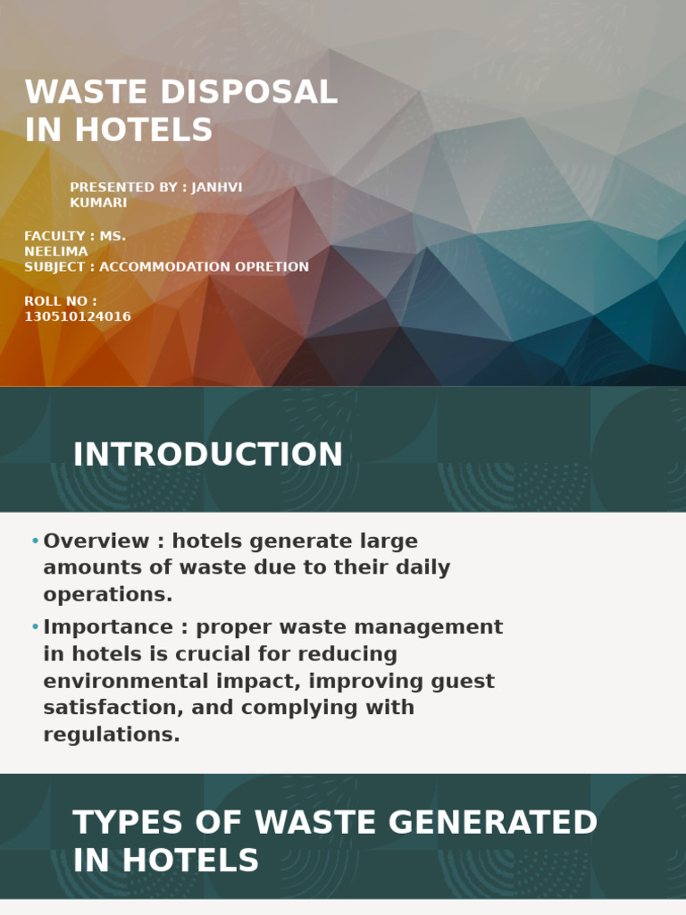 Waste Disposal in Hotels | PDF | Waste Management | Waste