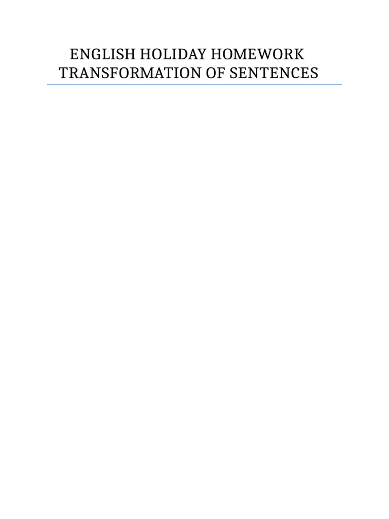 Sentence Transformation Homework Guide | PDF