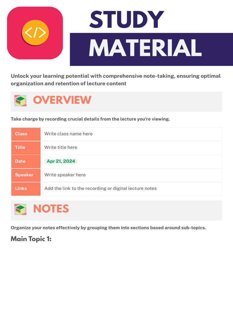 Unlock Your Learning Potential With Comprehensive Note-Taking, Ensuring Optimal Organization and ...