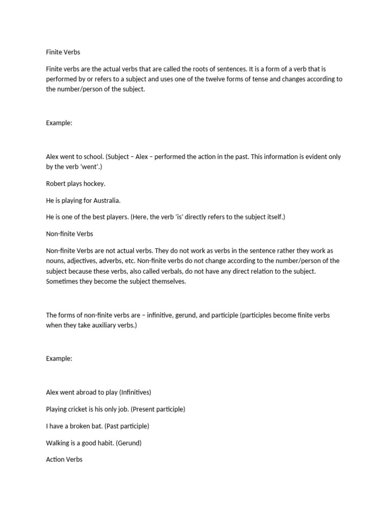 Finite Verbs-WPS Office | PDF | Verb | Subject (Grammar)