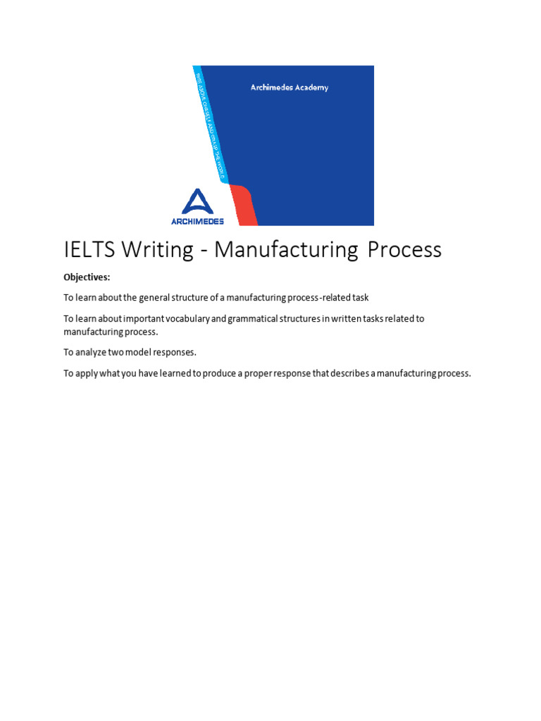 IELTS Writing - Manufacturing Process | PDF | Concrete | Cement