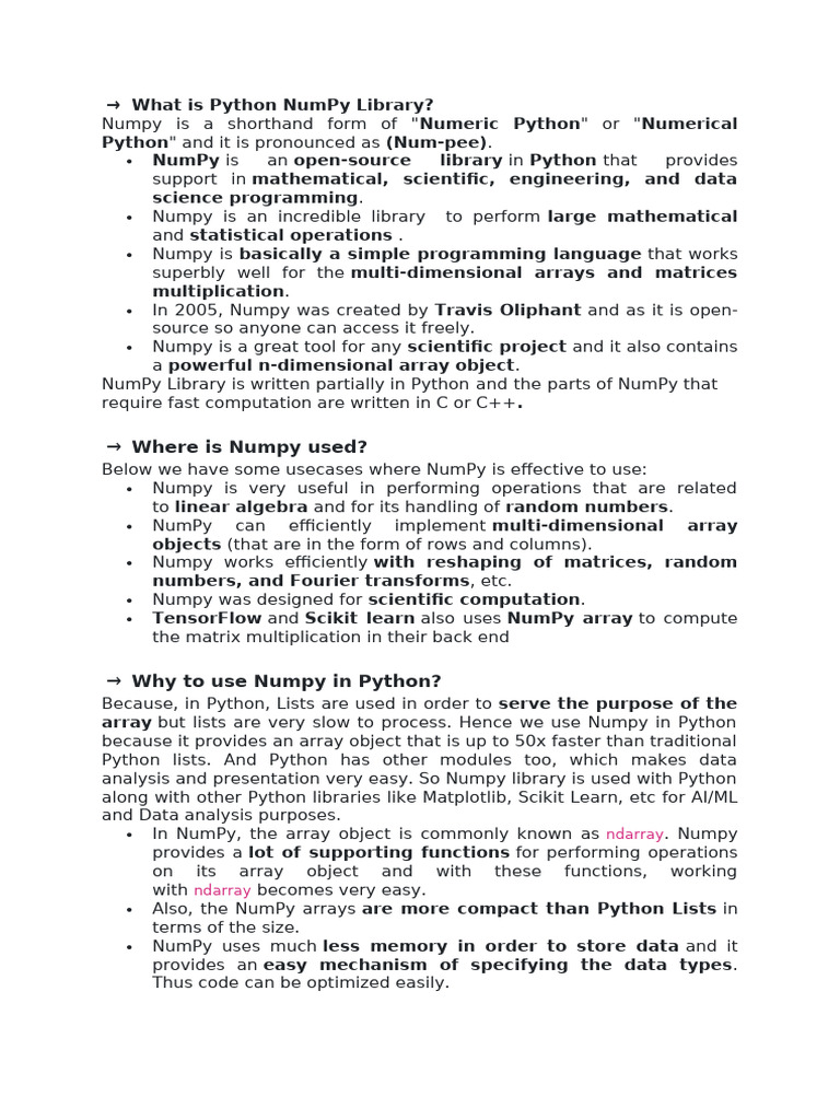 Numpy introduction | PDF | Matrix (Mathematics) | Computer Programming Numpy introduction | PDF | Matrix (Mathematics) | Computer Programming