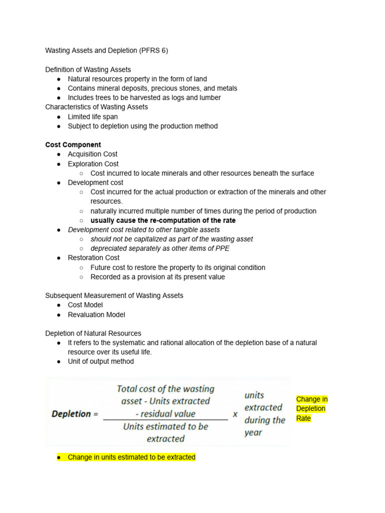 PFRS 6 Wasting Assets Notes | PDF | Depreciation | Dividend