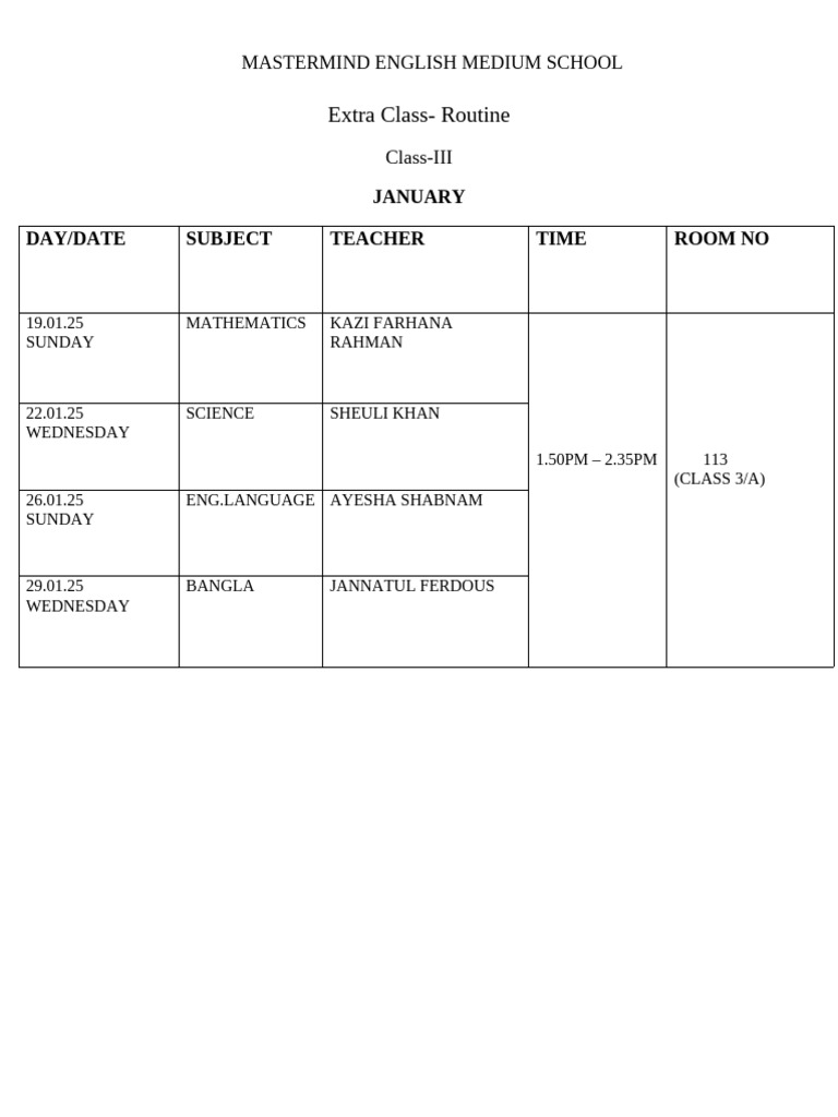 Extra Class Routine Class 3e2da2877 66c7 4b87 90f5 45f5e8a4f05e Pdf 6762