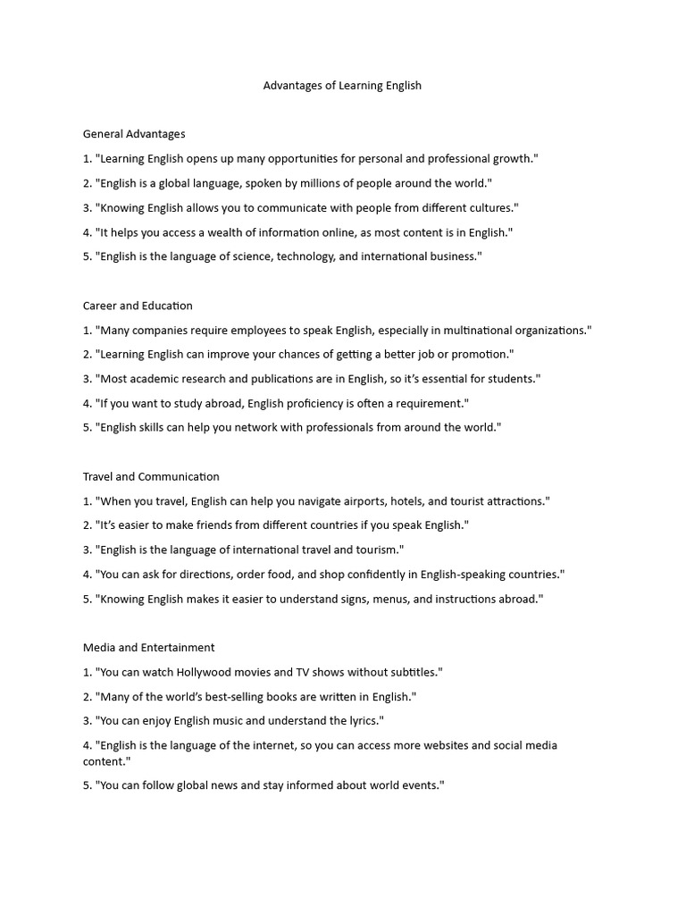 Benefits of Learning English Skills | PDF | English Language | Cognition