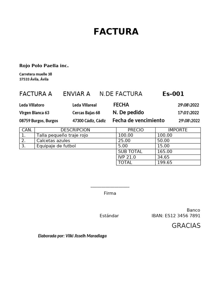 FACTURA Vilki Jisselh Maradiaga | PDF