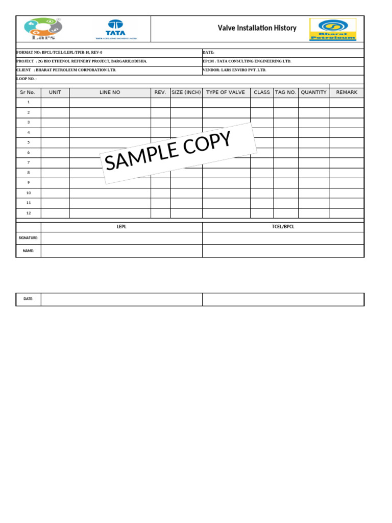 10-Valve Installation Report | PDF