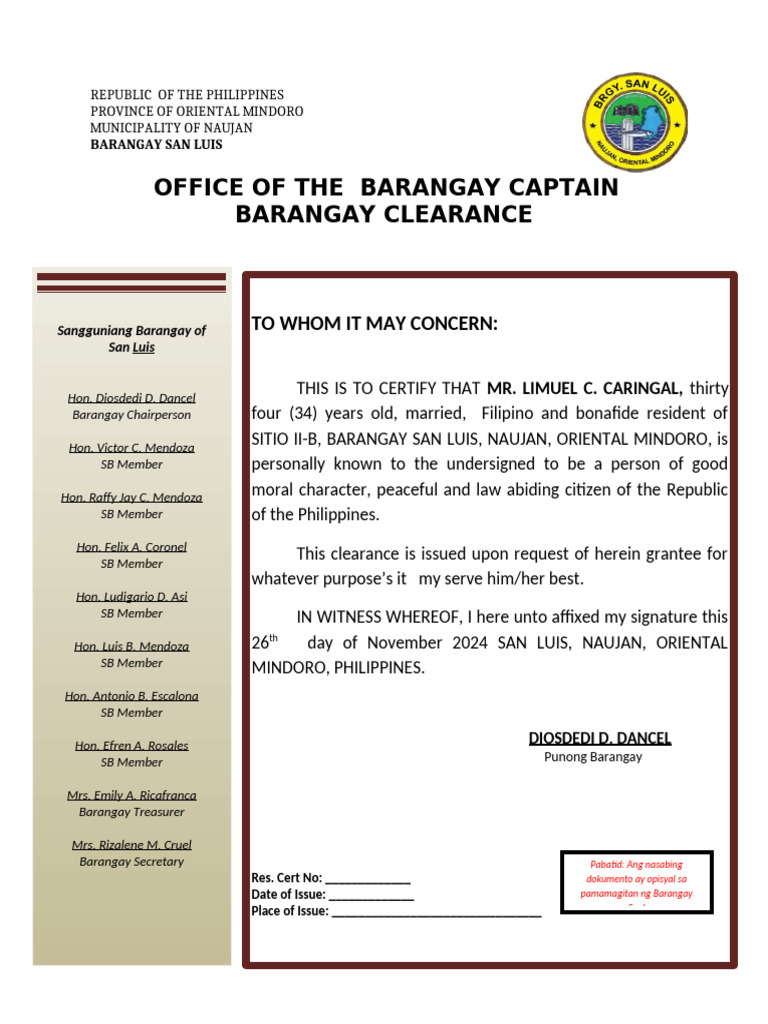 Certification-of-Brgy.-Clearance-2 | PDF