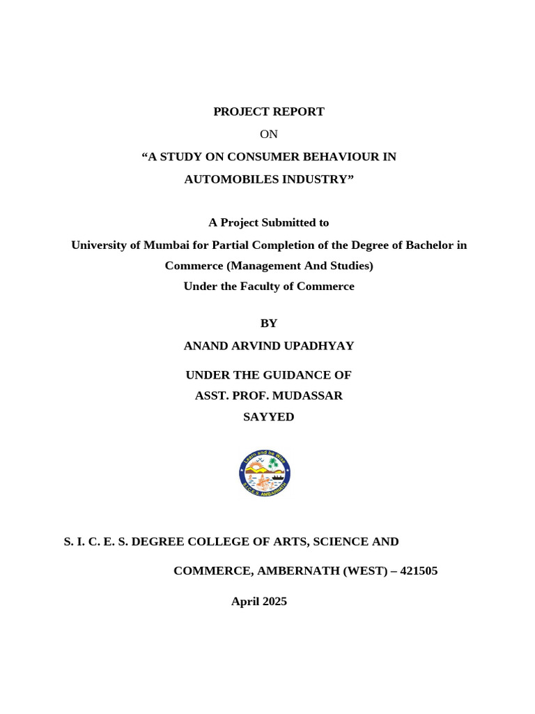 Final Blackbook Anand 1 | PDF | Toyota | Consumer Behaviour