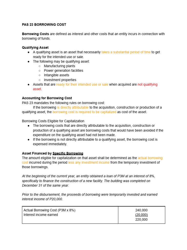 Qualifying Assets and Borrowing Costs | PDF | Interest | Investing