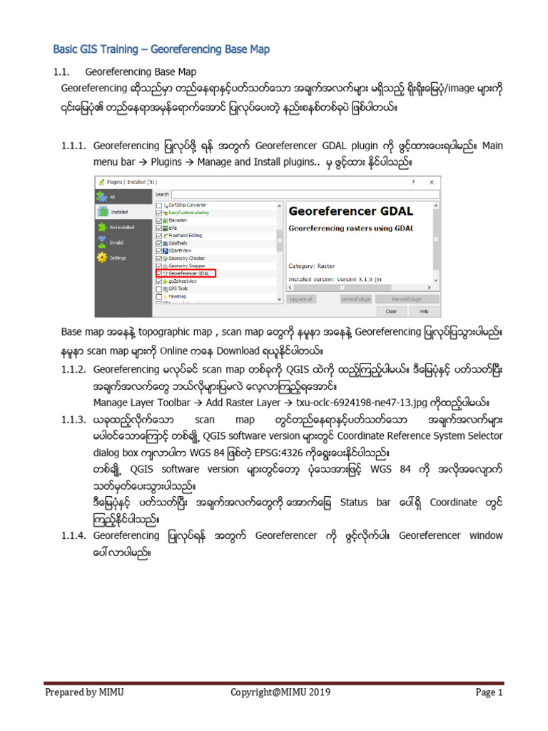 MIMU QGIS 08 Georeferencing Base Map Version1 27Aug2019 | PDF