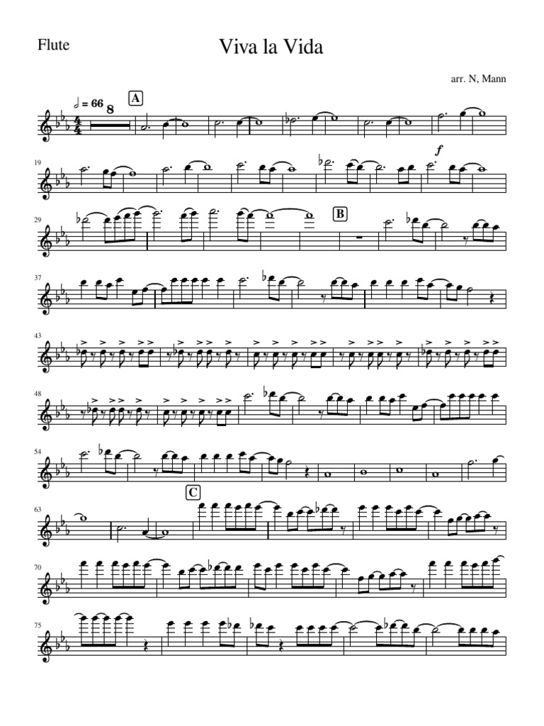 Flute Arrangement of Viva la Vida | PDF