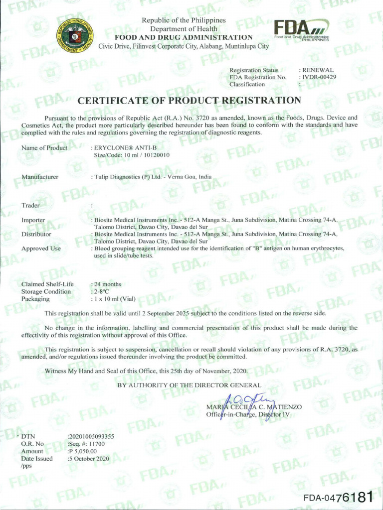 ERYCLONE ANTI-B (IVDR-00429) CPR Valid Until 02 Sept. 2025 | PDF ...
