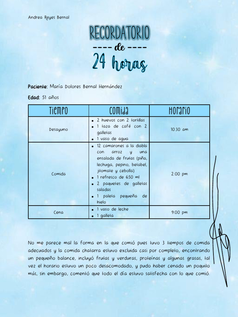 RECORDATORIO DE 24 HRS Dy | PDF