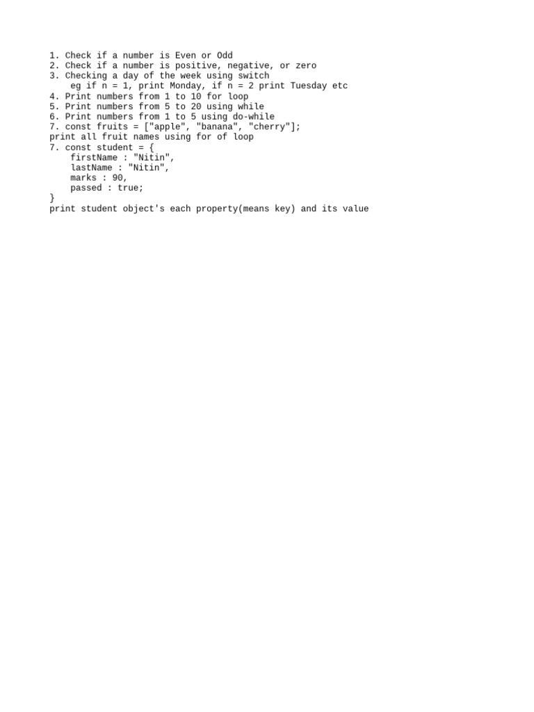 Basic JavaScript Programming Tasks | PDF