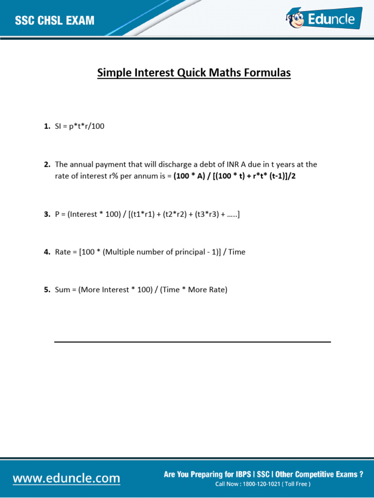 Simple Compound Interest Formulas PDF | PDF