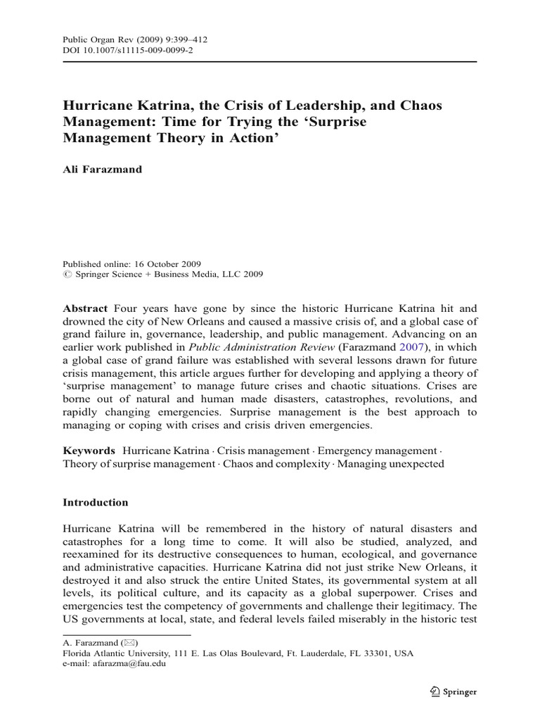 Crisis of Leadership in Disaster | PDF | Crisis Management | Chaos Theory