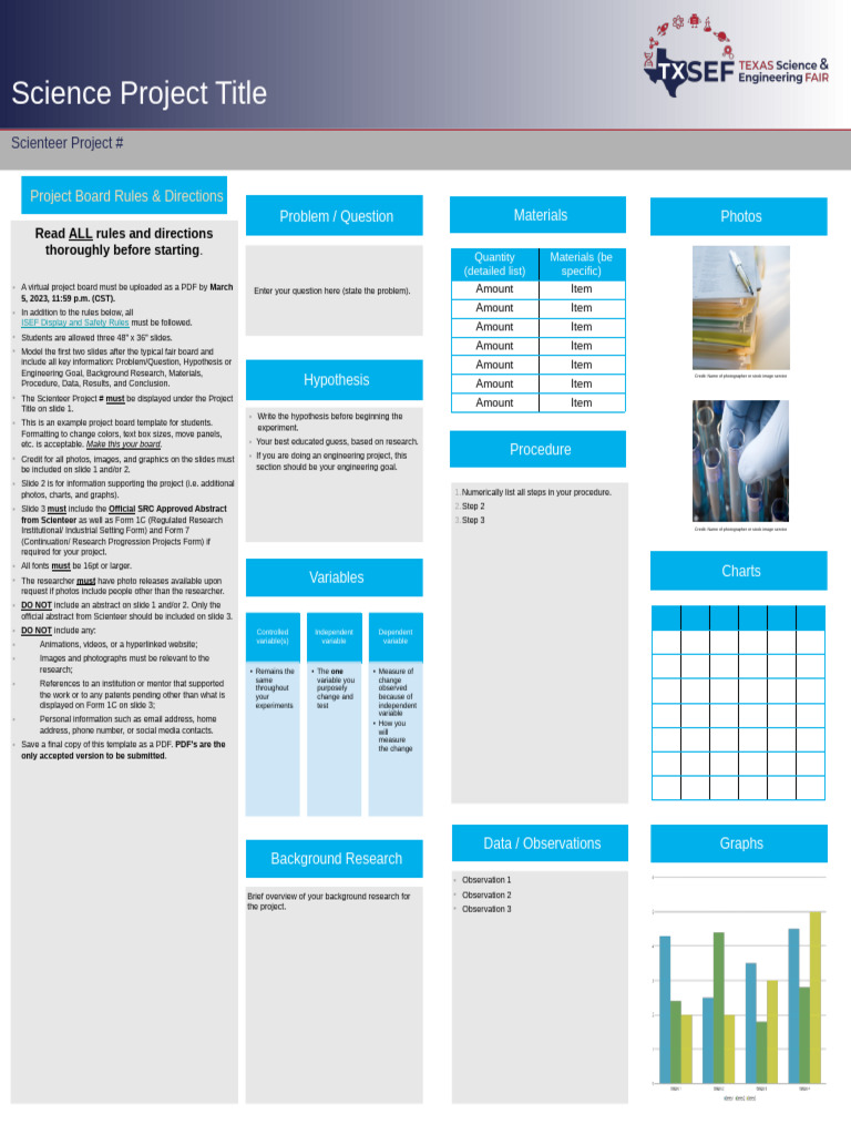 2023 TXSEF JR and SR Project Board Template | PDF | Photograph