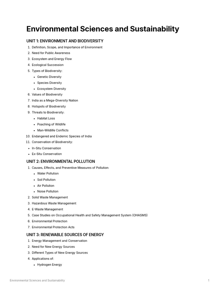 Environmental Sciences and Sustainability | PDF | Sustainability ...