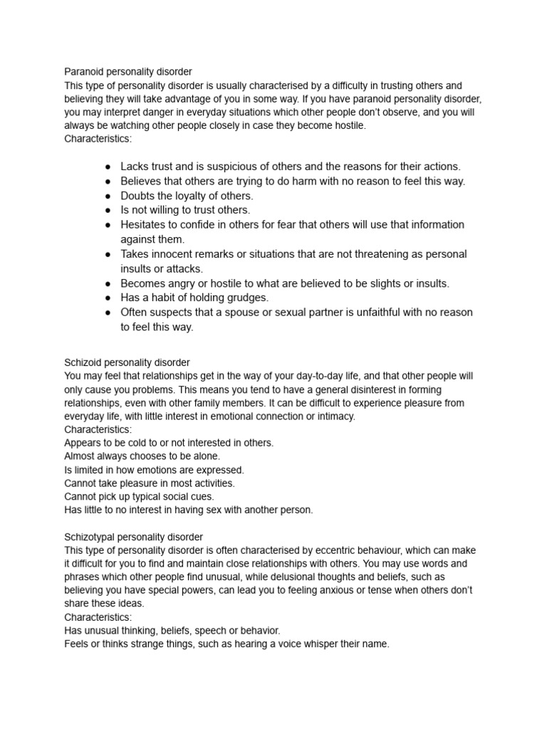 Overview of Personality Disorders | PDF | Borderline Personality ...
