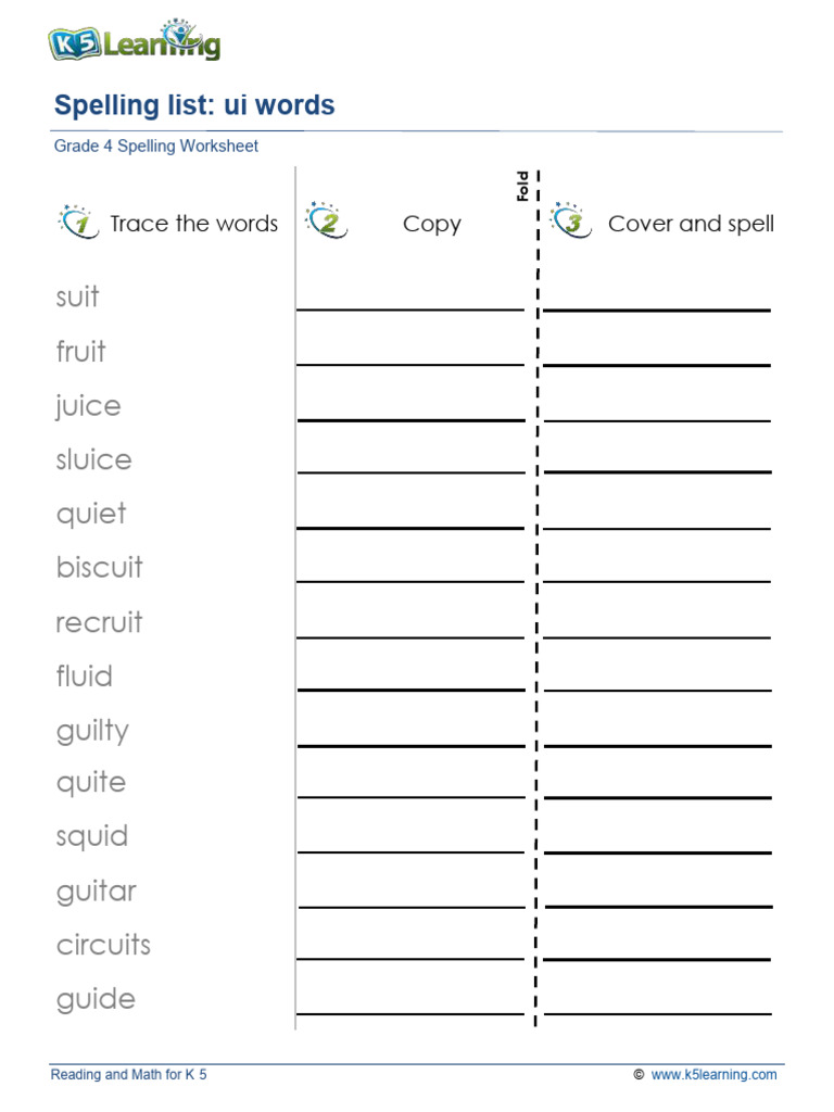 Grade 4 Spelling List Ui Words | PDF