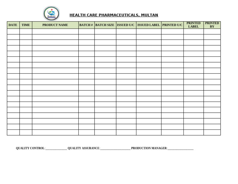 GMP Batch Record Template | PDF