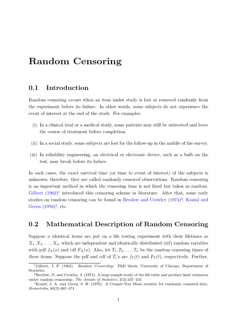 Random Censoring | PDF | Statistical Theory | Probability Theory