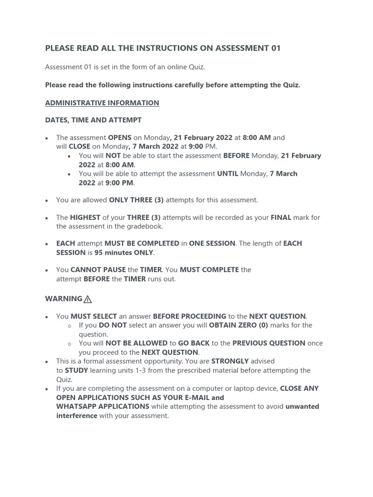 Instructions For CLA1501 Assessment 1 | PDF