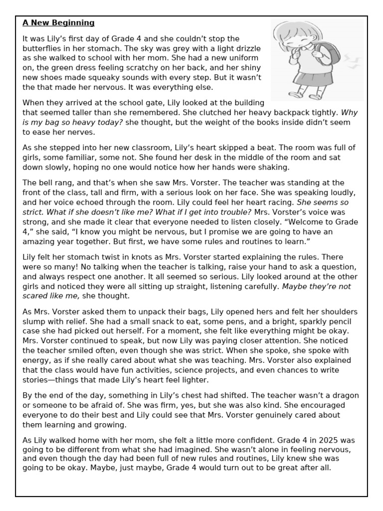 Grade 4 Nerves and New Beginnings | PDF