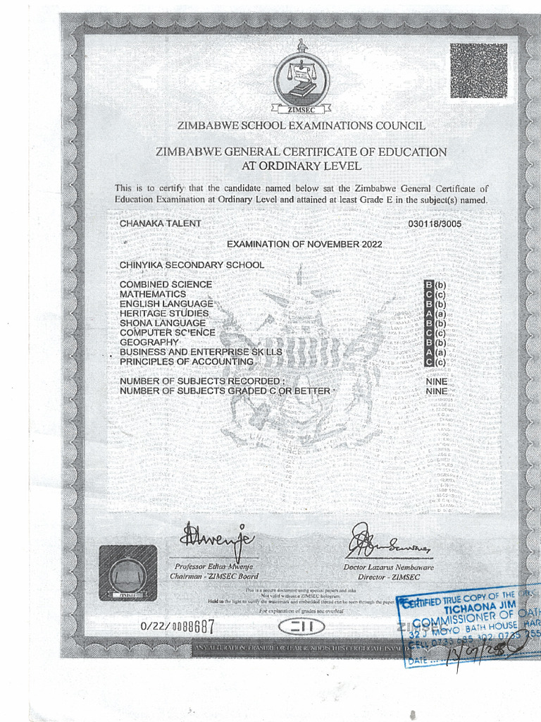 Talent o Level Certificate | PDF