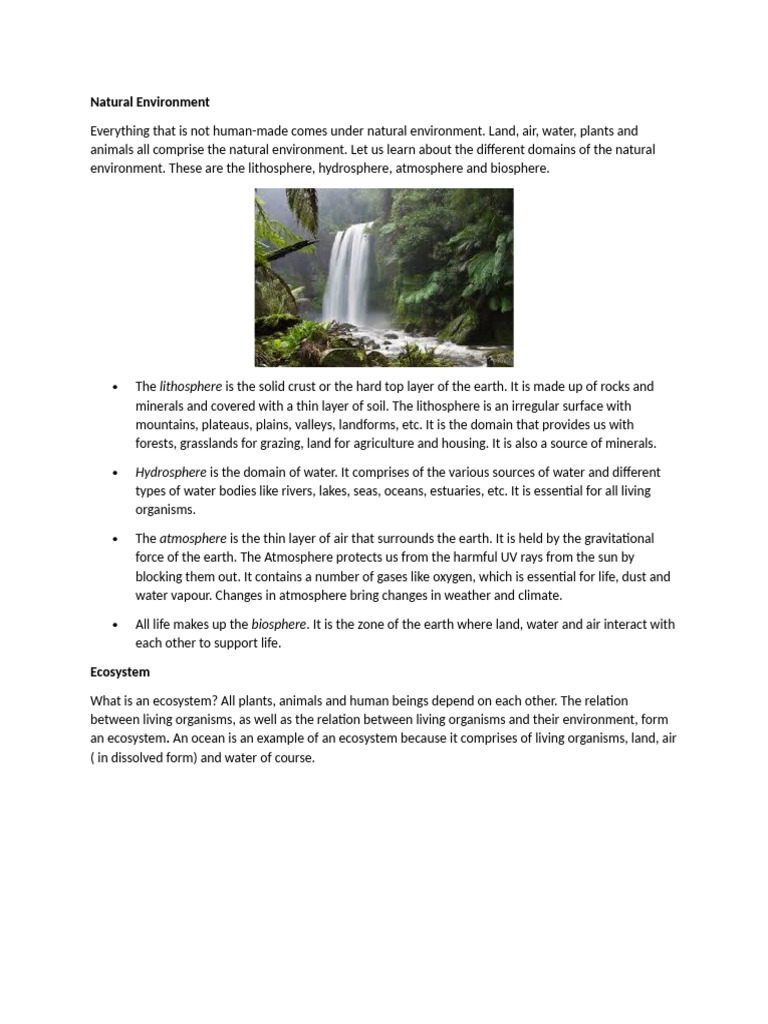 Natural Environment and Modified Environment | PDF | Earth | Natural ...