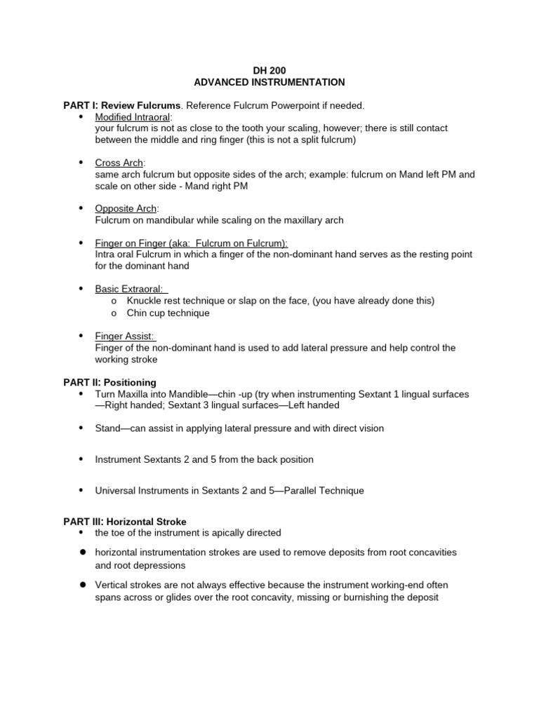 Advanced Instrumentation Clinic Guidelines | PDF | Dental Anatomy | Dentistry Branches