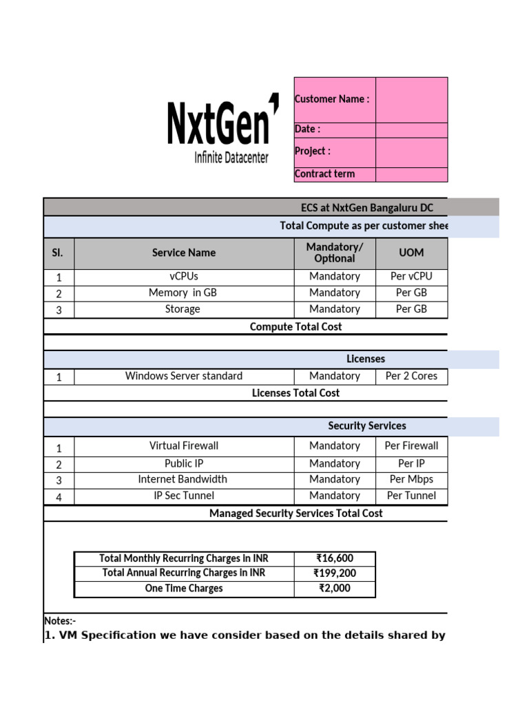Cloud Service Pricing Breakdown | PDF | Information Technology | Computer Architecture