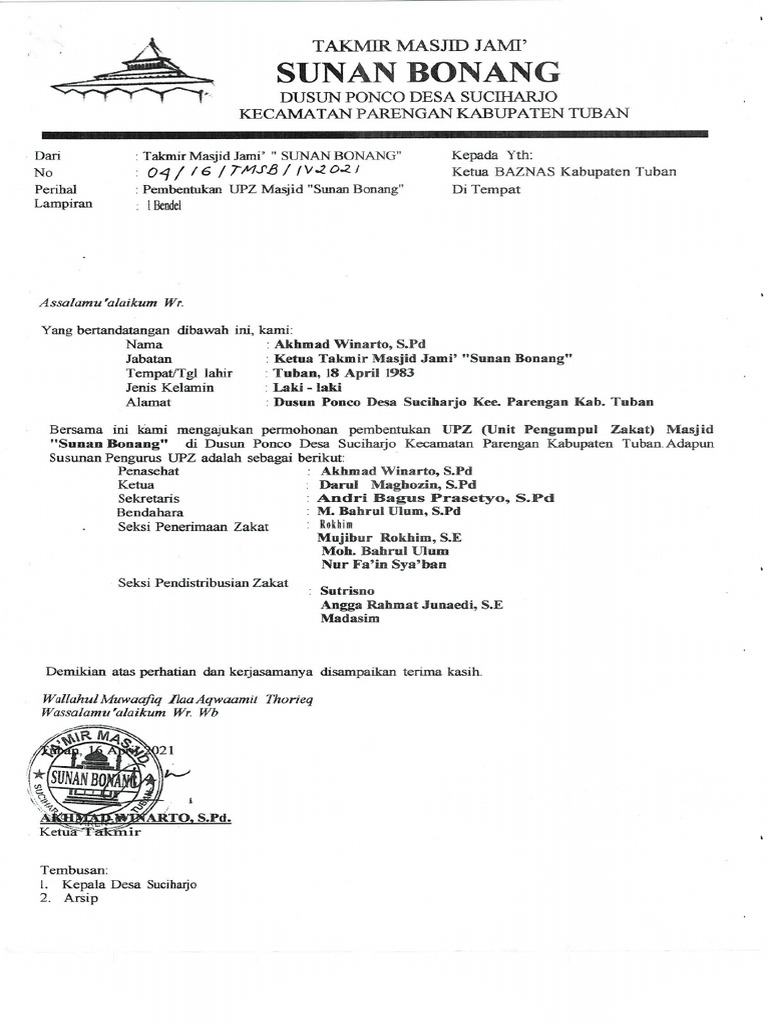 PENGAJUAN SK UPZ MASJID (1) | PDF