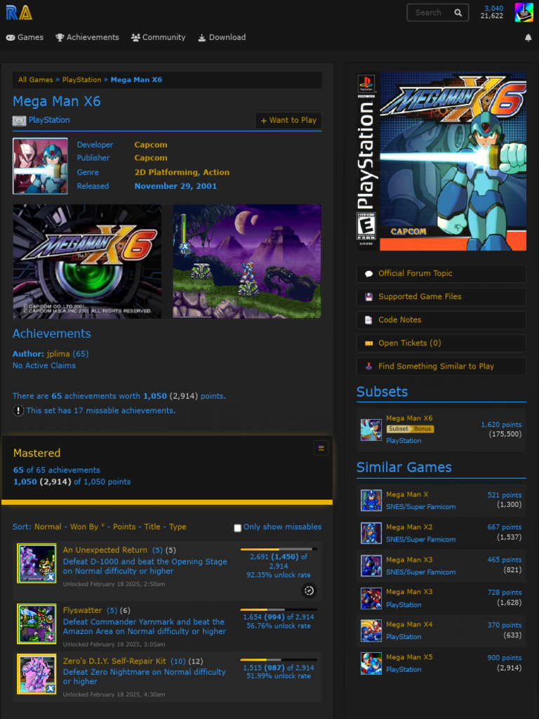 Mega Man X6 (PlayStation) RetroAchievements | PDF | Capcom | Science ...