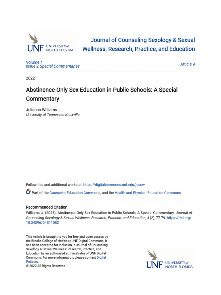 Abstinence-Only Sex Education Critique | PDF | School Counselor | Sex ...
