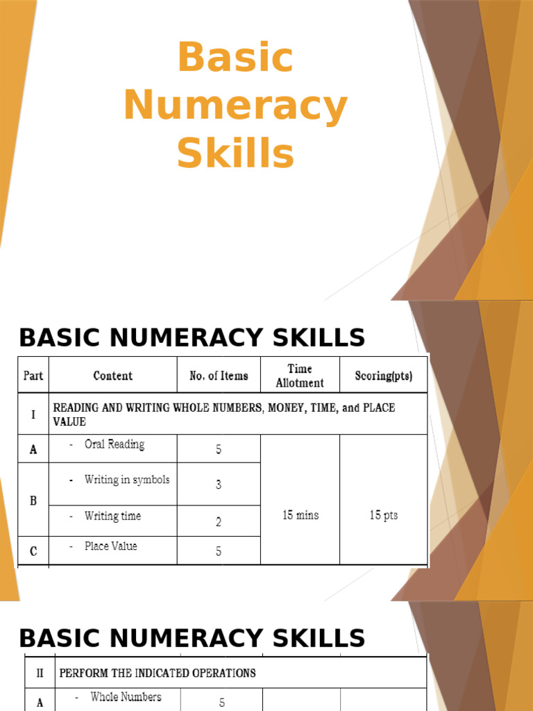 Basic Numeracy Skills Overview | PDF