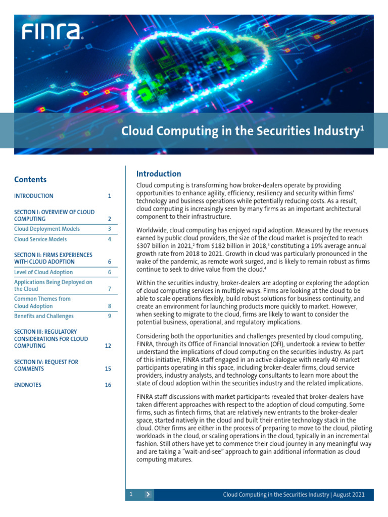 2021 Cloud Computing in The Securities Industry | PDF | Cloud Computing ...