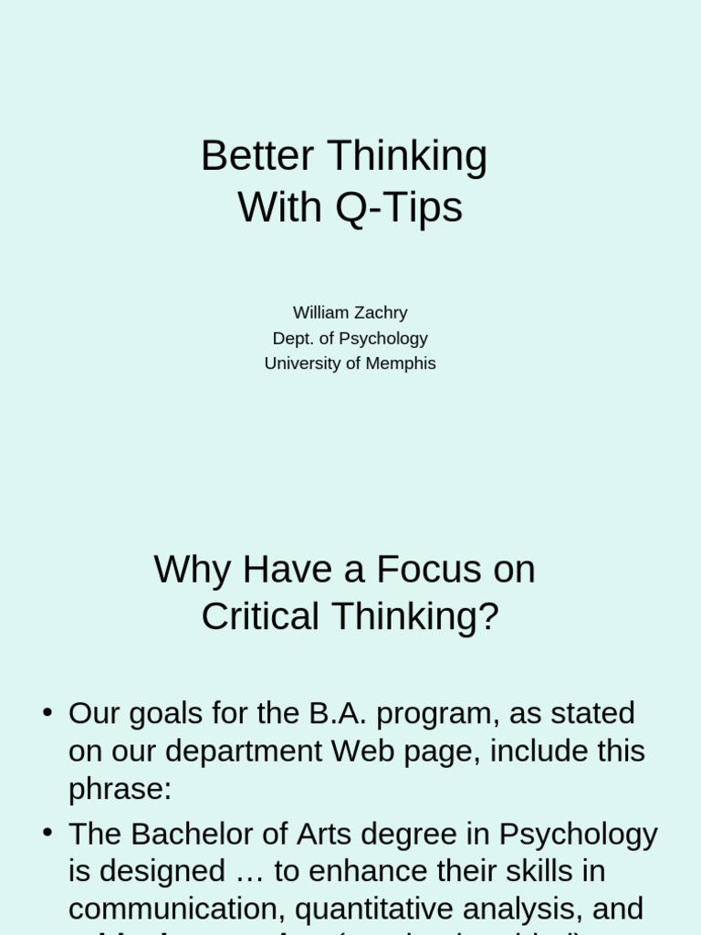QQTP Presentation | PDF | Critical Thinking | Thought