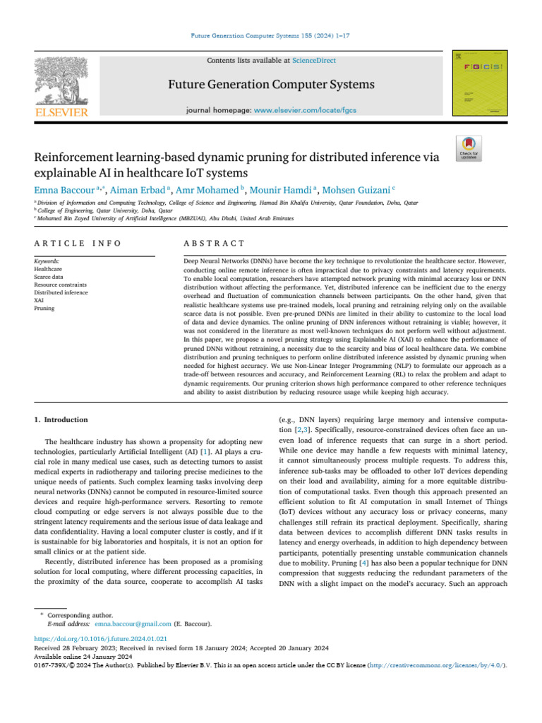 Reinforcement Learning Based Dynamic Pruning For Distributed Inference