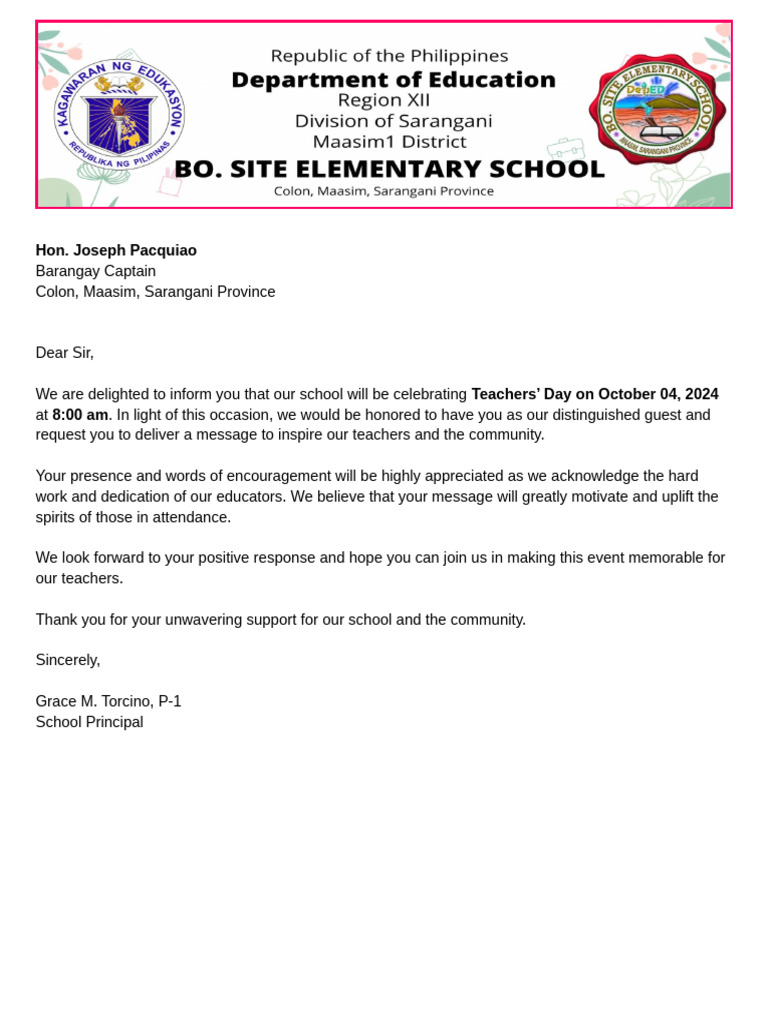Invitation to Teachers' Day Celebration | PDF
