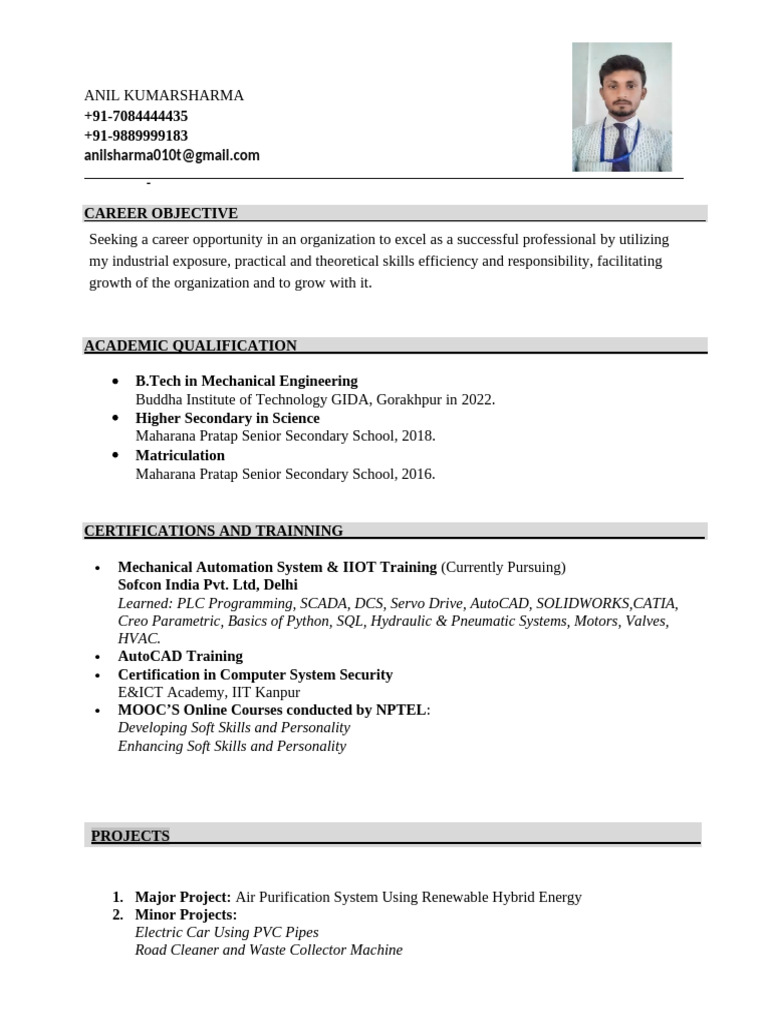 Anil Kumar Sharma' Resume | PDF