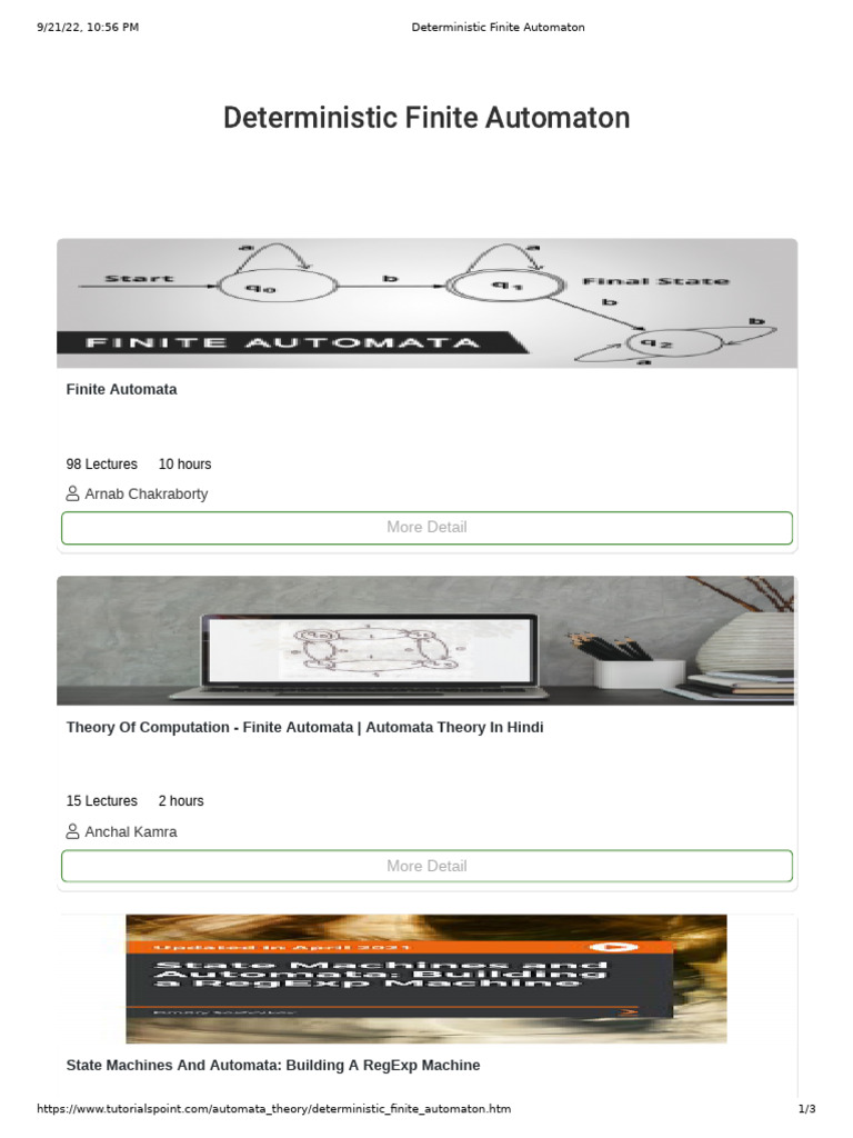 Deterministic Finite Automaton | PDF | Automata Theory | Theoretical Computer Science