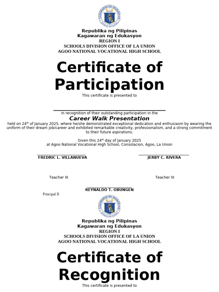 Agoo National Vocational High School Awards | PDF | Clothing | Dress Codes